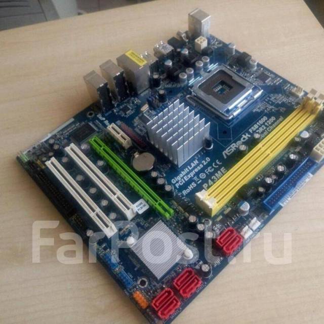 Материнская плата ASRock P43ME (LGA775), G43, б/у, в наличии. Цена: 2 ...