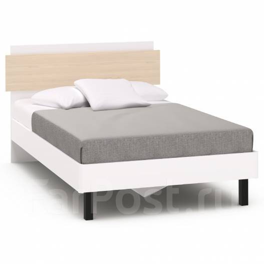 Кровать полутороспальная (1200*2000), лдсп, белый, 1 400,0 см, 1 005,0 ...