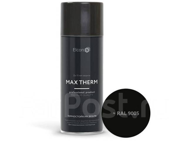 Эмаль аэрозольная Elcon Max Therm термостойкая 1000°C черный 520 мл, в ...