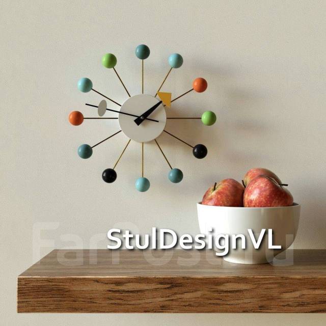 Настенные дизайнерские часы в стиле - Eames Ball Clock (Д-34см ...