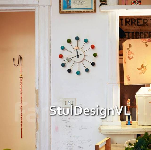 Настенные дизайнерские часы в стиле - Eames Ball Clock (Д-34см ...