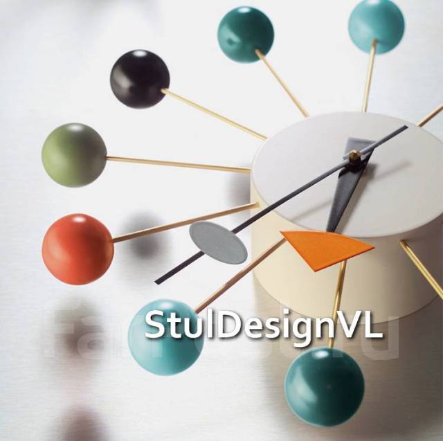 Настенные дизайнерские часы в стиле - Eames Ball Clock (Д-34см ...