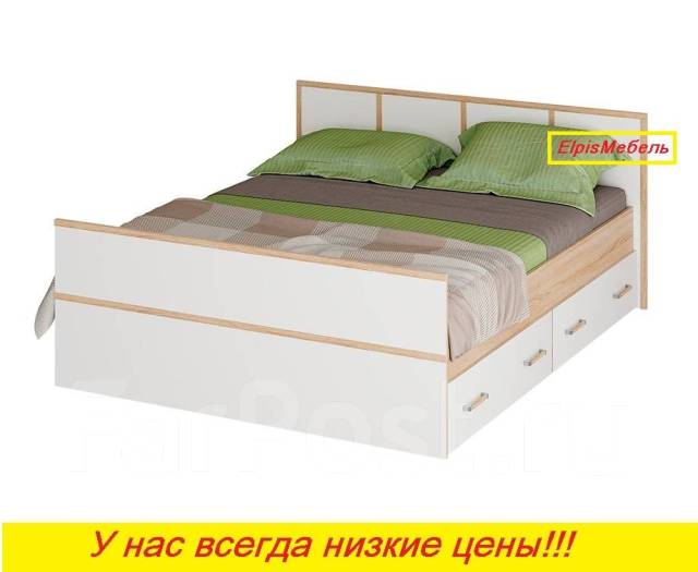 Кровать двухспальная 1400*2000 "Сакура"с ящиками. Сонома Pro ...