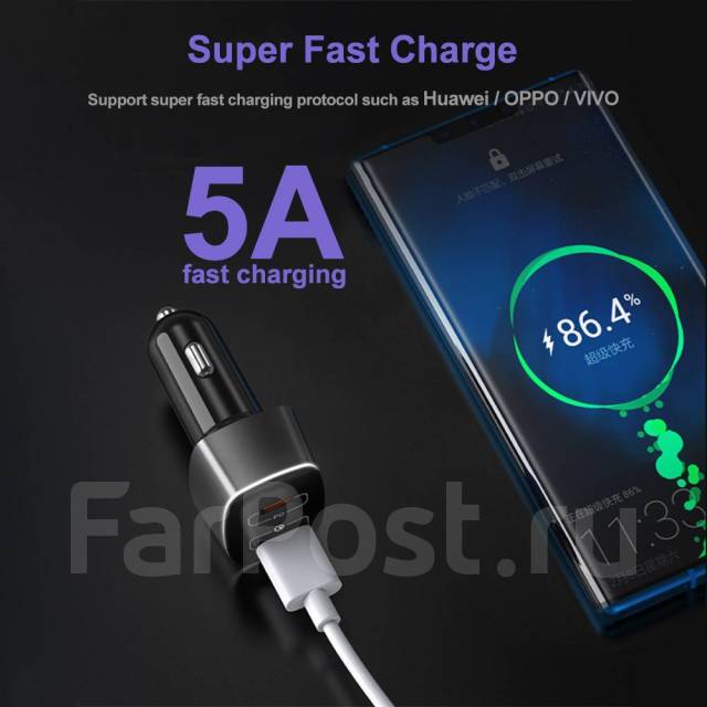 Авто. зарядное устройство Wotobe 83W QC3.0/PD3.0/PPS/AFC/SCP/Smart 2.4 ...