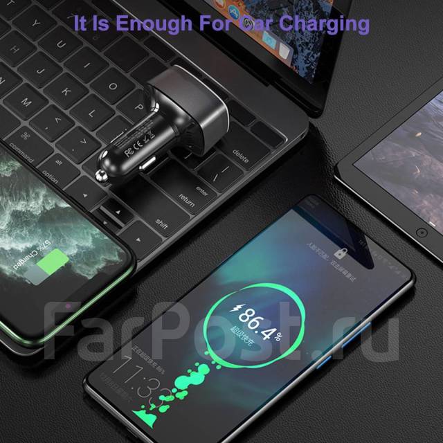 Авто. зарядное устройство Wotobe 83W QC3.0/PD3.0/PPS/AFC/SCP/Smart 2.4 ...