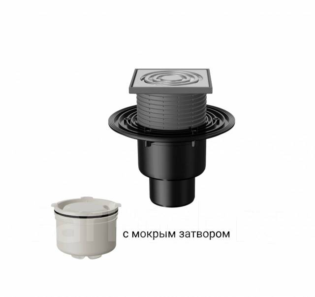 Трап вертикальный нерж. решетка 125*125 "мокрый" DN 50/75/110 ...