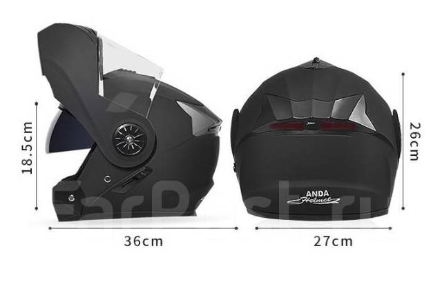 Модуляр (флип-ап) шлем (мотошлем) ANDA Helmet, Чёрный ТИП2, новый, в ...