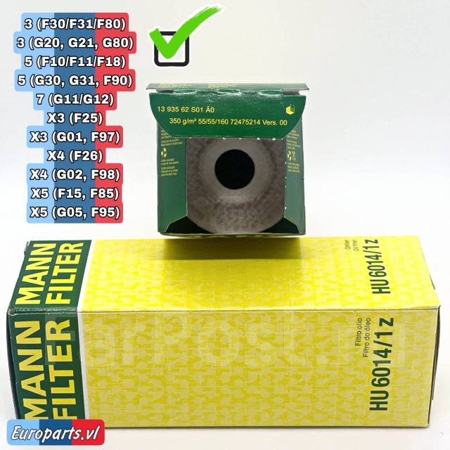 Масляный фильтр MANN BMW 5 G30, 7 G11, X3 G01. HU6014/1Z, 11428575211 ...
