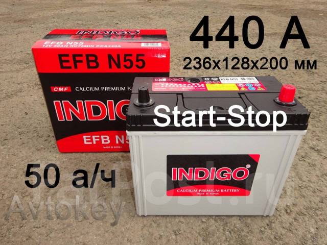 АКБ "Indigo" Start-Stop EFB N55 (50 А/ч, 440А).2024г. Гарантия. Доставка, обратная (левое), 50 А ...