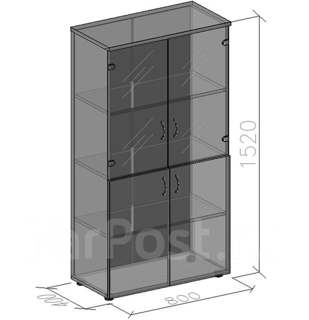 Шкаф офисный, средний комбинированный, со стеклянными дверцами А-36.0 ...