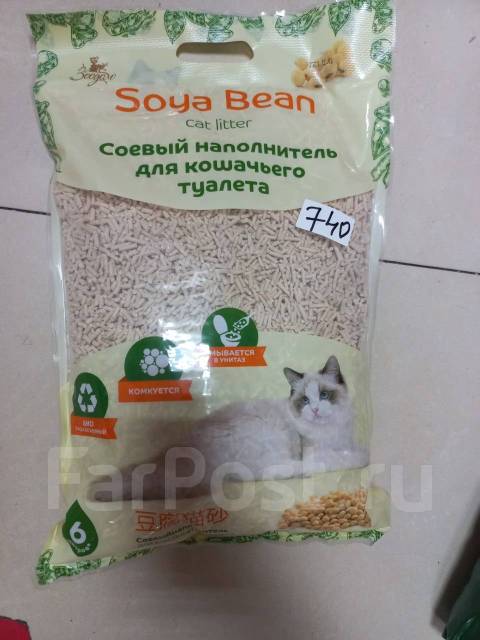 Соевый наполнитель для кошачьего туалета "ЗооДом "Soya Bean", 6 л/2,5 ...