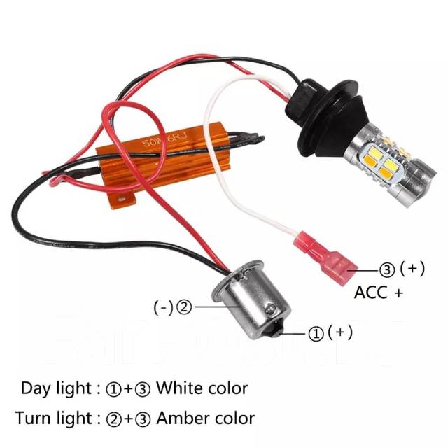 Лампы светодиодные дневные ходовые огни с поворотником 7440 Т20 ДХО ...