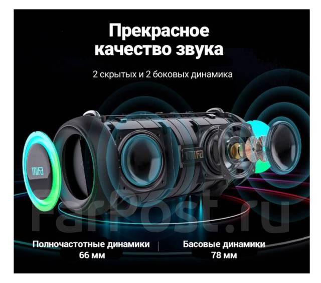 Беспроводная колонка MIFA A90 60W IPX8 USB AUX SD RGB Type-C Black ...