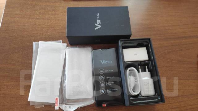 LG V50 thiq/ snapdragon 855/6g/128gb, 6.40", моноблок, черный, 3G, 4G LTE, 5G, NFC, новый, в ...