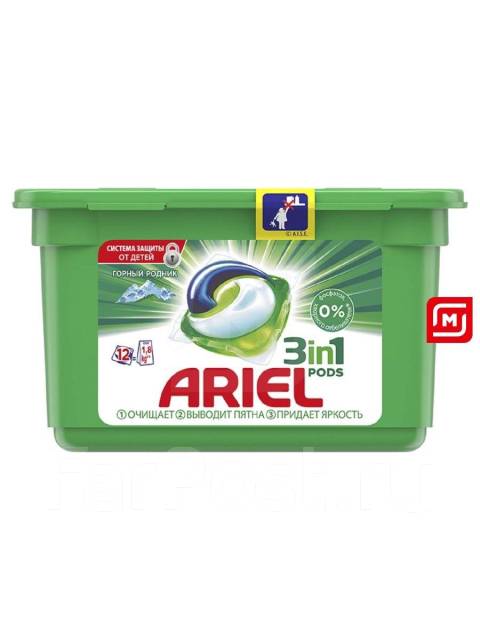 Ariel ( Ариель) капсулы для стирки 3 в 1 Горный родник 12 шт - Бытовая ...