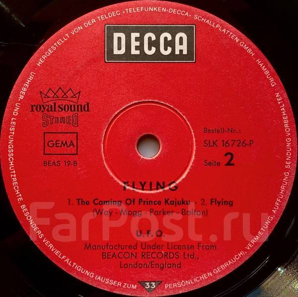 Виниловая пластинка UFO – UFO 2 - Flying - One Hour Space Rock 1971, б ...