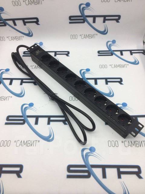 Блок розеток для 19" шкафов, горизонтальный, 9 розеток, 16А ST-PDU-01 ...