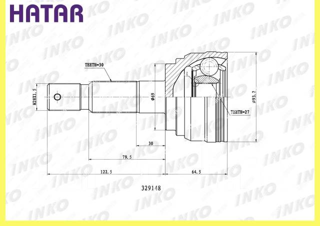 ШРУС внешний 3027 перед INKO 329148 купить во Владивостоке по цене: 2 ...