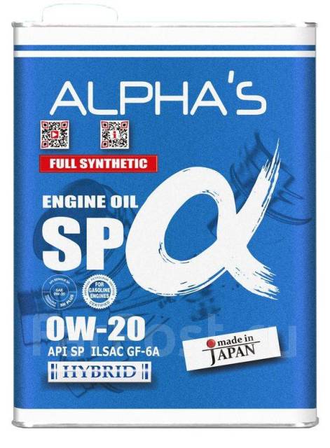 Масло моторное Alpha'S 0w20 SP/GF-6А, синтетическое, 4л, 4,00 л. SP ...