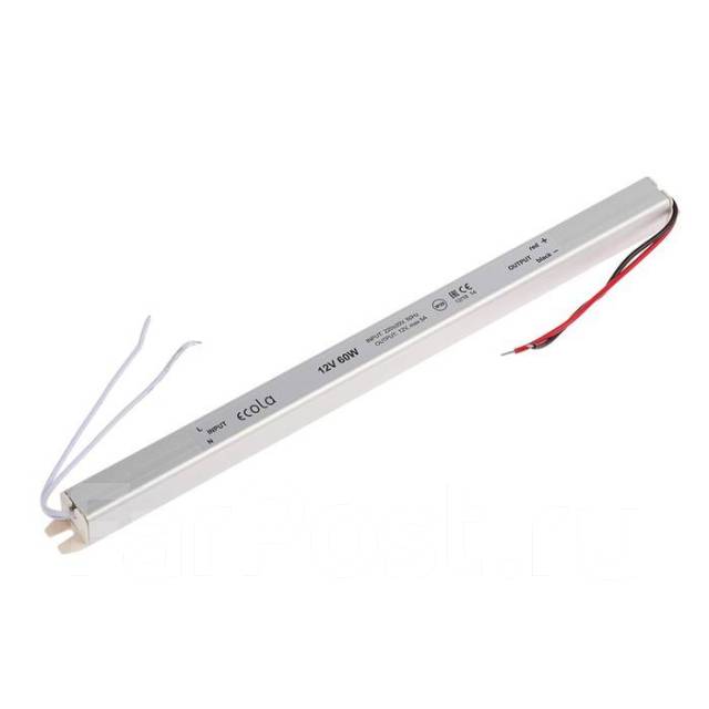 Блок питания для светодиодной ленты Узкий IP20 (невлагозащ) 12V 5А 60Вт ...