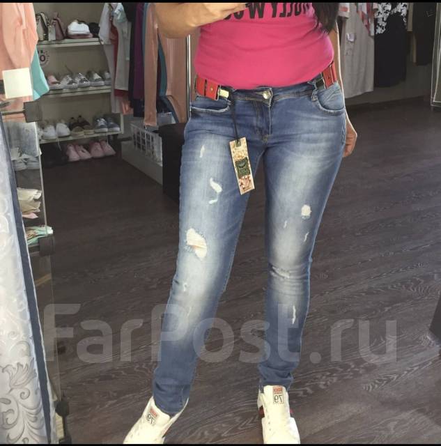 Джинсы молодежные рваные +пояс, размер 27, Турция, размер: 42, 84,0 см ...