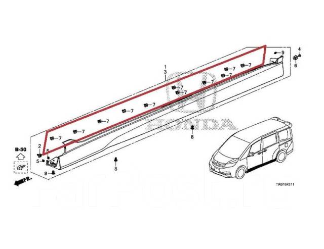 Клипса бокового порога Honda StepWGN RP3, RP4, RP5 91504SP1003 купить в ...