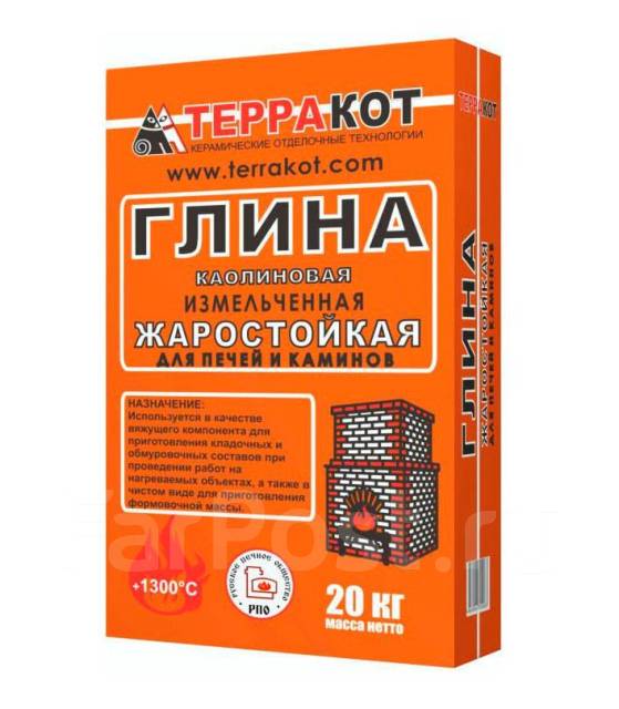 Глина печная жаростойкая каолиновая Терракот 20кг - Строительные смеси ...