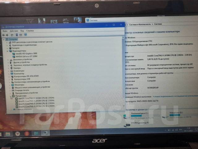 Ноутбук Acer Core i5, Geforce 520m, ОЗУ 5Gb - Ноутбуки в Уссурийске