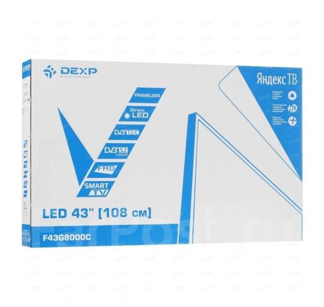 Телевизор dexp, LED, 43", б/у, в наличии. Цена: 8 000₽ во Владивостоке