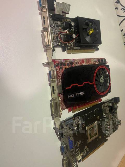 Видеокарта gtx550ti, Radeon HD 7750, б/у, в наличии. Цена: 2 500₽ во Владивостоке