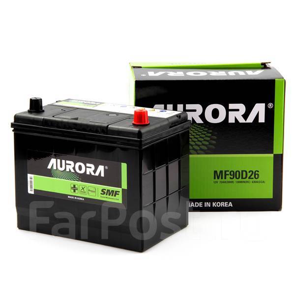 Аккумулятор Aurora JIS 90D26L Ёмкость 72 Ah, пусковой ток 630A Ю. Корея ...