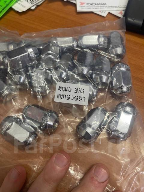 Комплект хромированных гаек из 20 шт. M12x1,25 - 19 мм (ключ) Китай ...