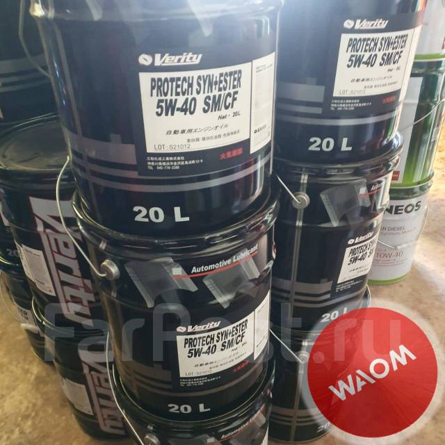 Cинтетика Verity Protech SYN+Easter 5W-40 SM/CF 20л Япония WAOM, синтетическое, 20,00 л. SM ...