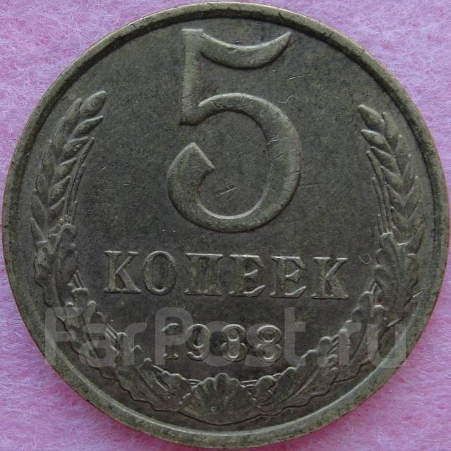 Монеты СССР 5 копеек 1988 года №3 - СССР 1917-1991 г. во Владивостоке