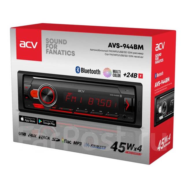 ACV AVS-944BM 24v, 1 DIN — 178x50 мм, новый, в наличии. Цена: 3 350₽ в ...