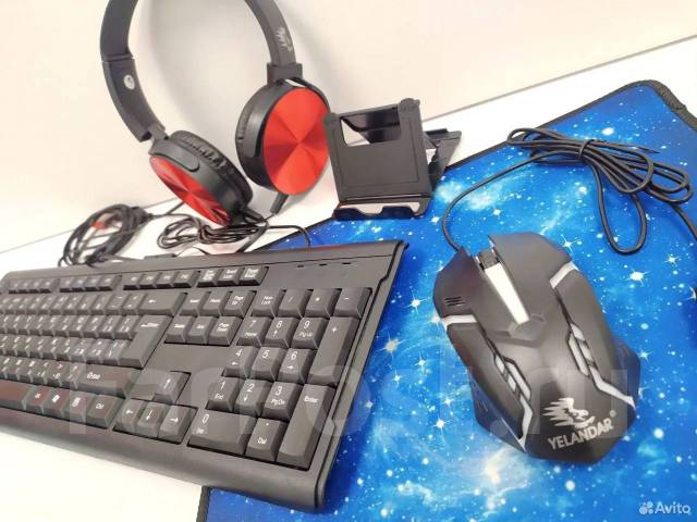 Игровой набор 5in1 Клавиатура мышь наушники коврик K2100 Комбо, новый ...