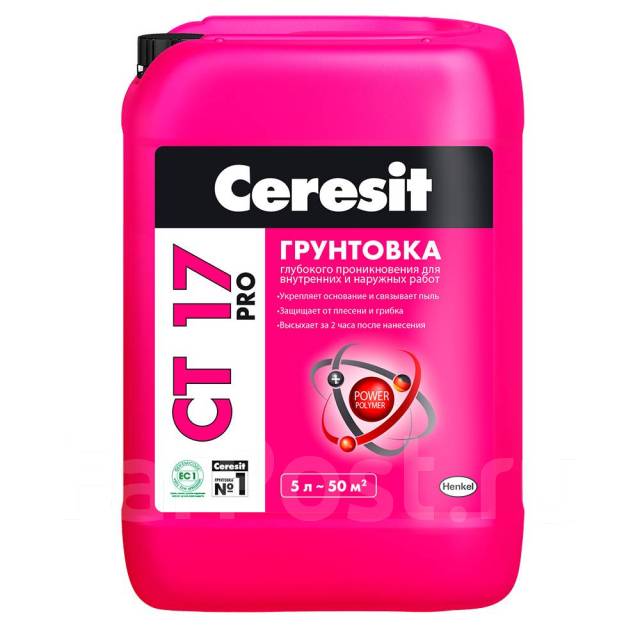 Грунтовка Ceresit CT 17 PRO 5Л, в наличии. Цена: 400₽ во Владивостоке