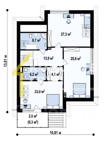 Проект дома «Шенк (z288)», 200-300 кв. м. 224,3 кв. м. 2 этажа ...