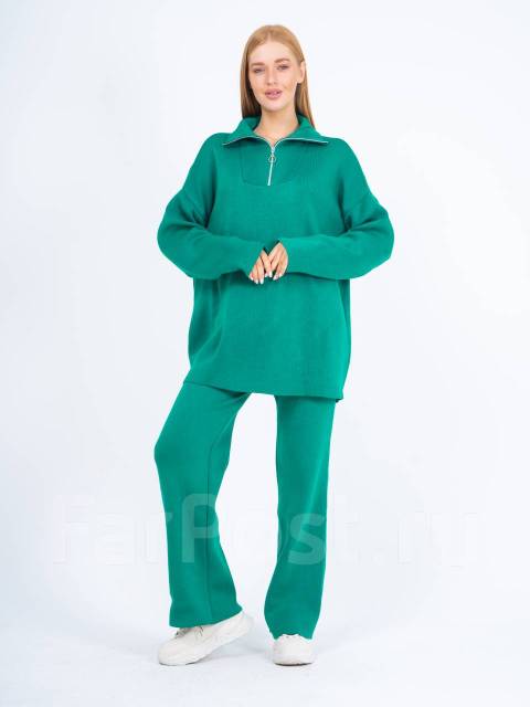 Костюм женский брючный трикотаж оверсайз, размер: 40-48, демисезон ...