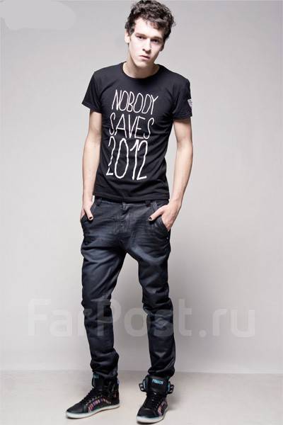 Джинсы мужские под кожу. Зауженные. Цвет черный, размер: 48, 96,0 см ...