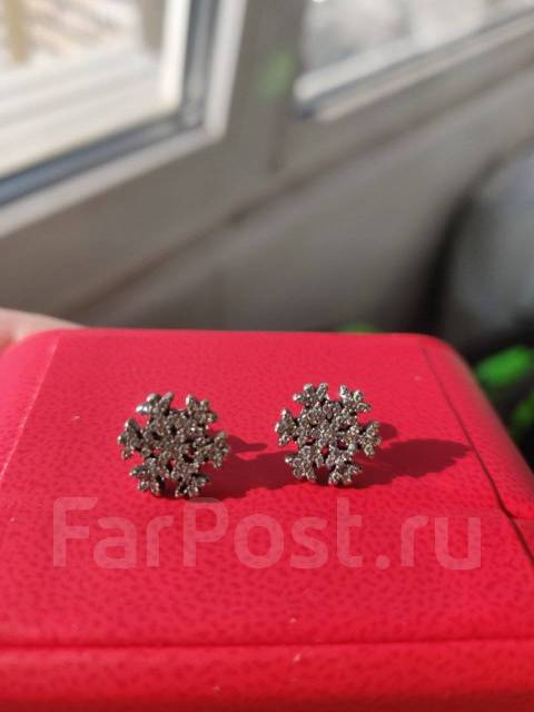 Серьги снежинки серебро с фианитами, всем, б/у, в наличии. Цена: 400 ...