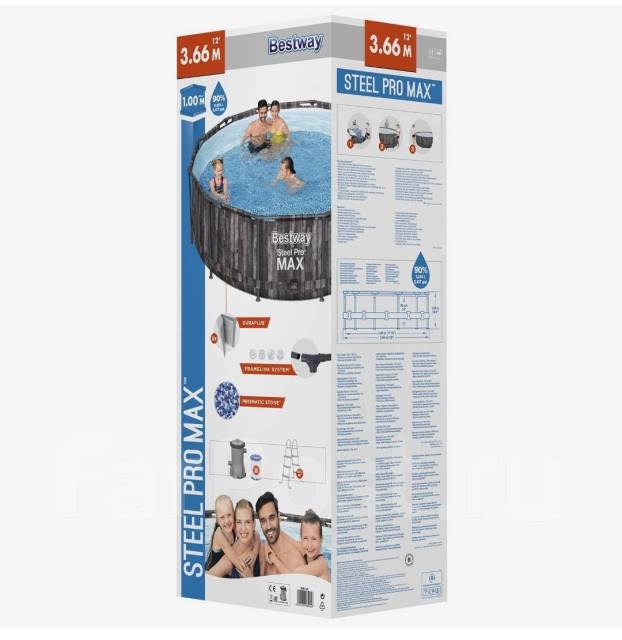 Бассейн каркасный Steel Pro, 366 х 100 см, фильтр-насос, лестница, 561 ...