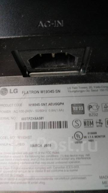Монитор LG Flatron W1934S-SN, 1440x900, 75 Гц, TN LG - Мониторы во ...