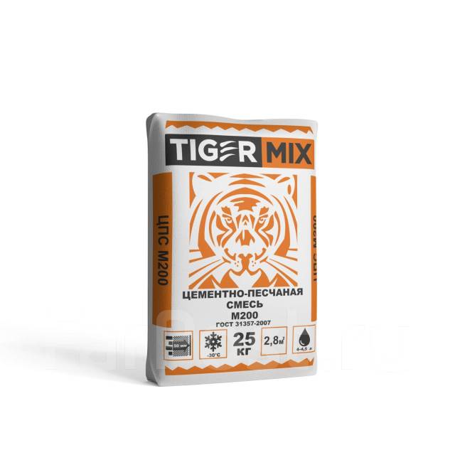 Смесь цементно-песчаная ЦПС 25 кг М200 TigerMix мешок - Строительные ...