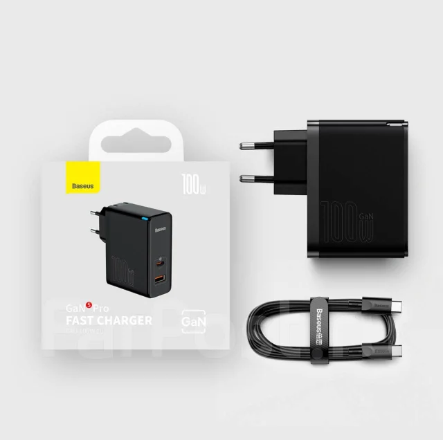 СЗУ 100W Baseus GaN5 Pro Fast Charger C+U + Кабель Type-C 1m iTime ...