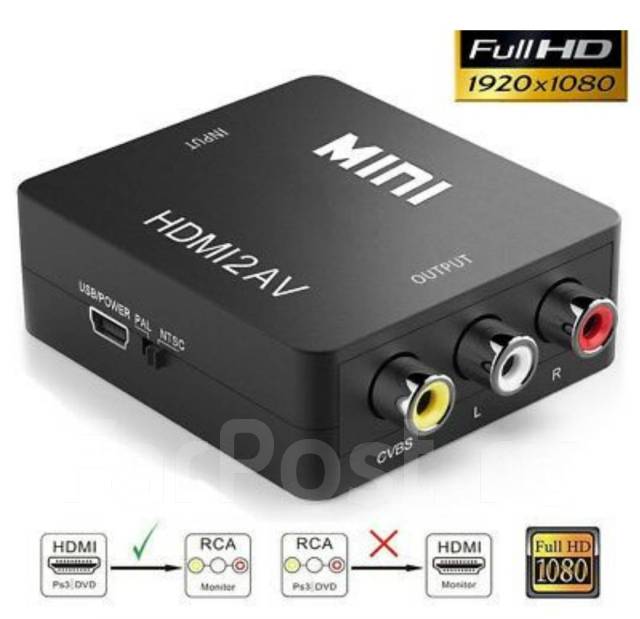 Переходник HDMI - AV/CVBS/RCA Тюльпаны 1920x1080 - 60 Гц, новый, в ...