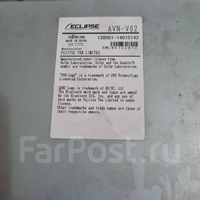 Магнитола Eclipse AVN-V02, 2 DIN — 178x100 мм, б/у, в наличии. Цена: 3 000₽ во Владивостоке