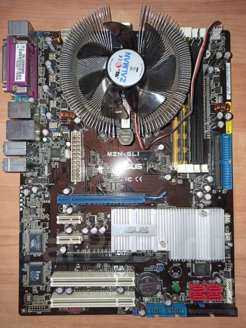 Материнская плата ASUS M2N-SLI (rev. 1.00G) +4ГБ +радиатор +проц ...