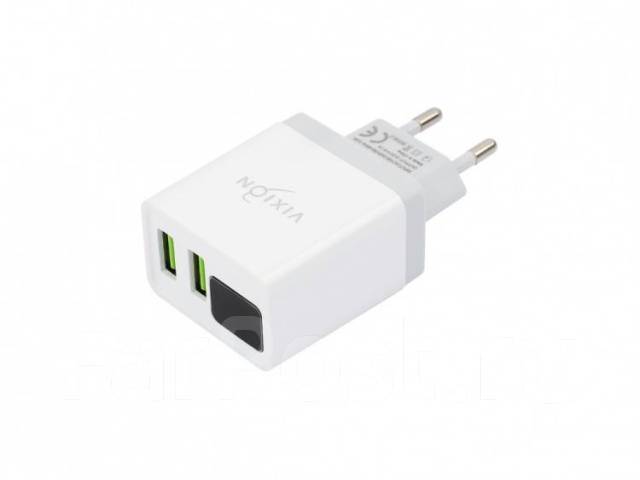 СЗУ Vixion L12i (2-USB/3.1A) + Lightning кабель (1м) с дисплеем (белый ...