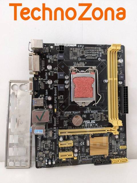 Материнская плата LGA1150 Asus H81M-K, б/у, в наличии. Цена: 2 650₽ во ...